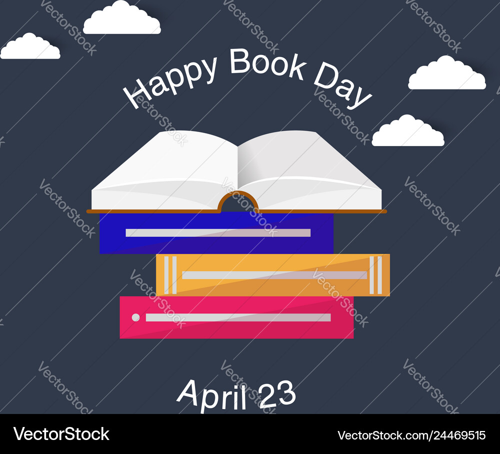 Print happy book day greeting background Vector Image