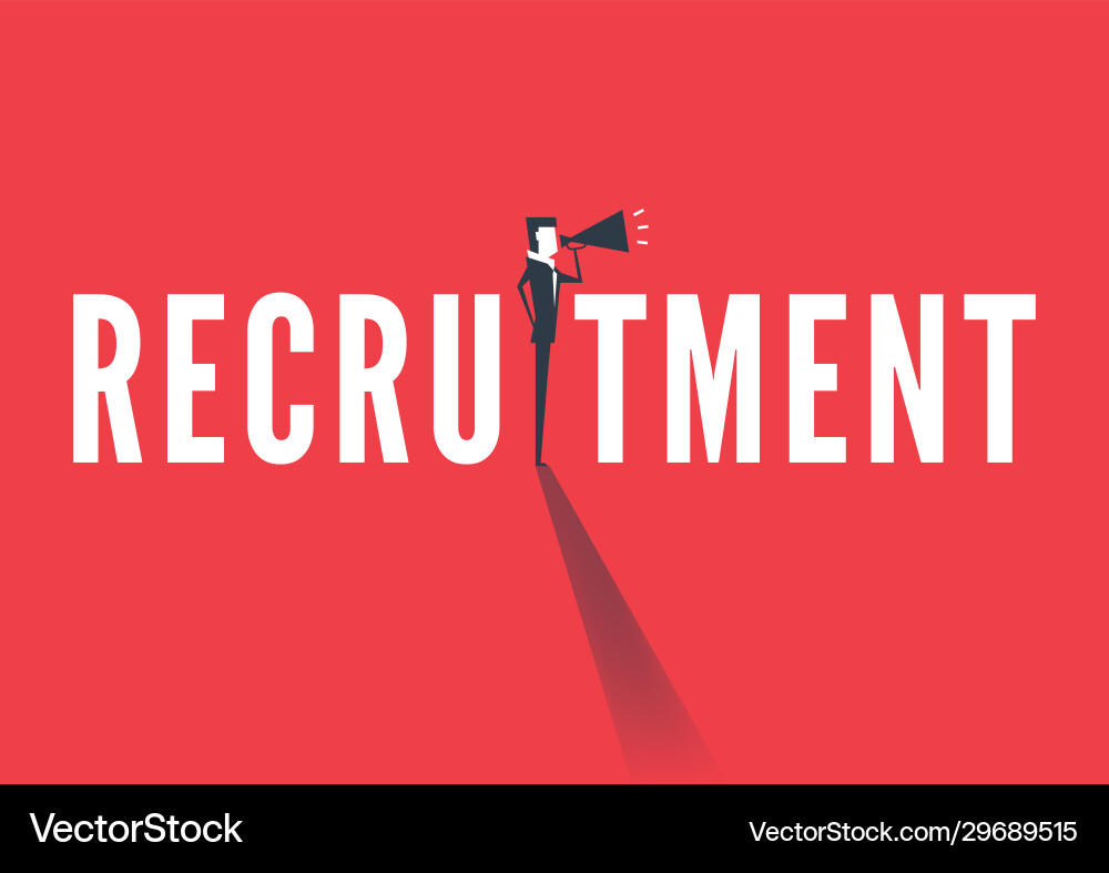 Recruitment text with businessman Royalty Free Vector Image