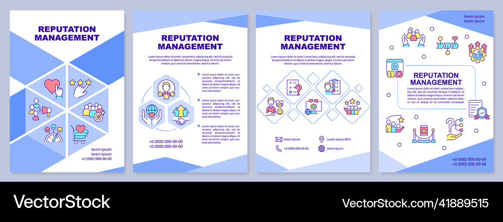 Reputation management blue brochure template Vector Image