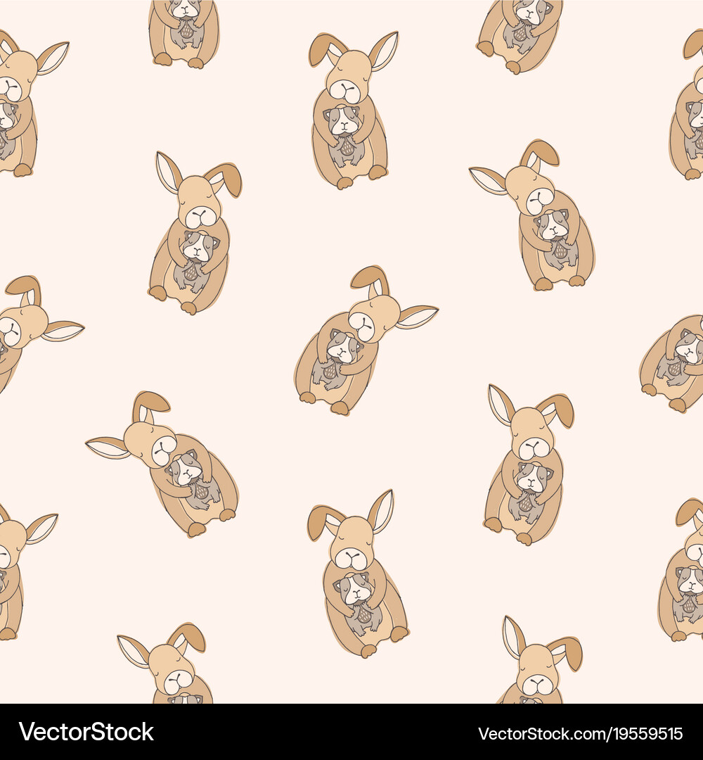 Seamless pattern with funny rabbit closed Vector Image