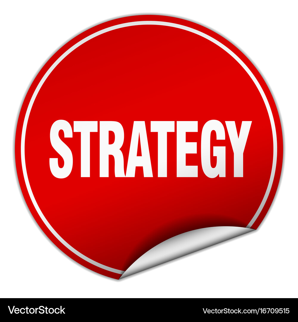 Strategy round red sticker isolated on white Vector Image