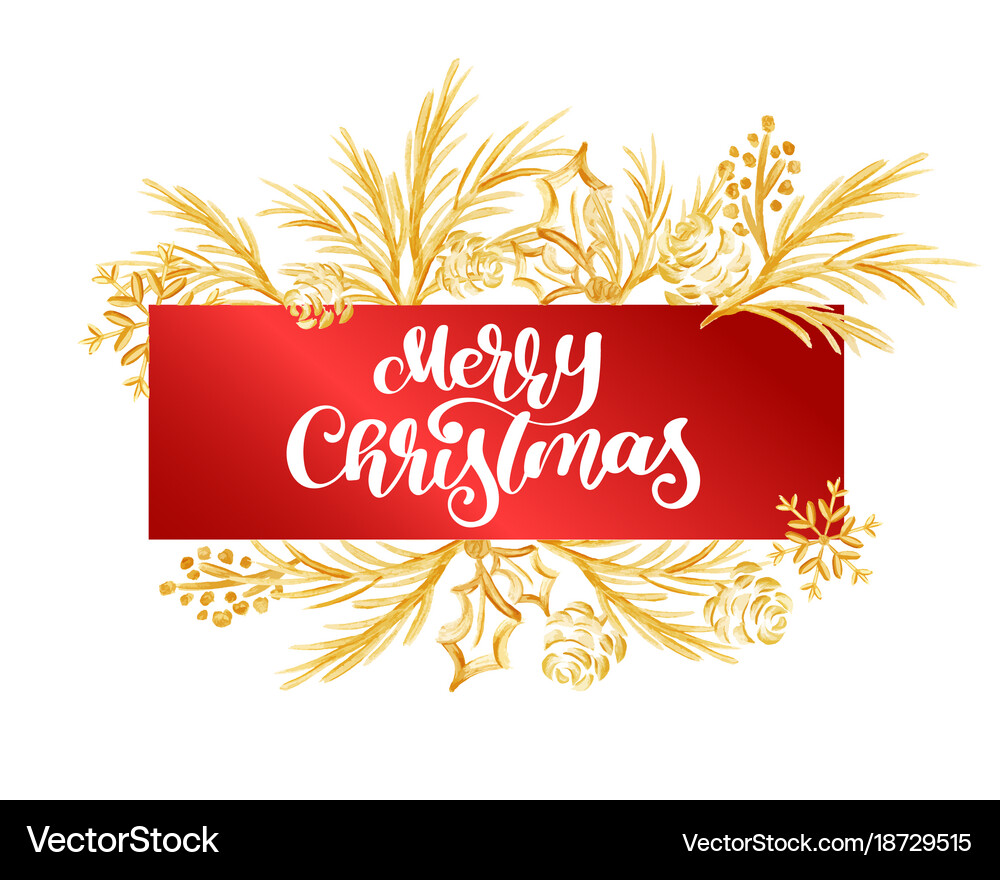 Text merry christmas on a red tag Royalty Free Vector Image