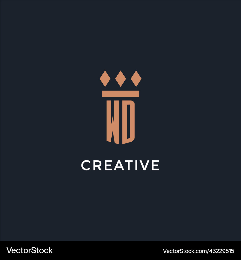 Wd logo initial with pillar icon design luxury Vector Image