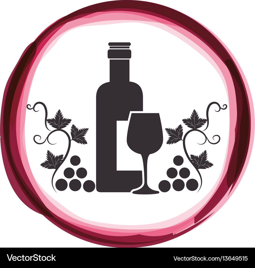 Wine cup and bottle isolated icon Royalty Free Vector Image
