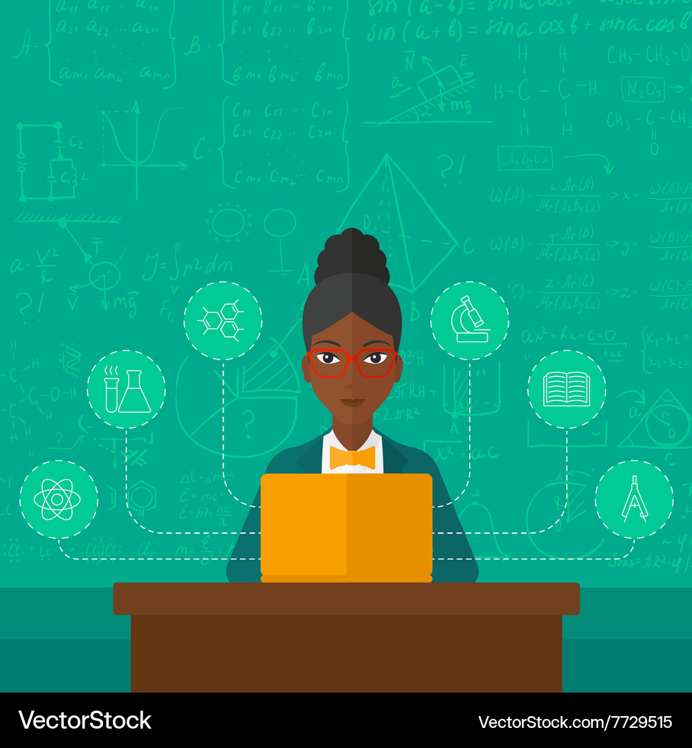 Woman studying with laptop Royalty Free Vector Image