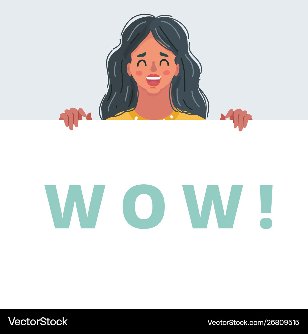 Wow female face banner Royalty Free Vector Image