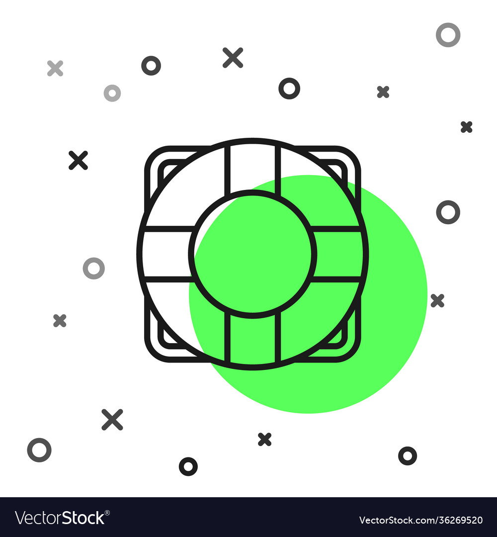 Black line lifebuoy icon isolated on white Vector Image