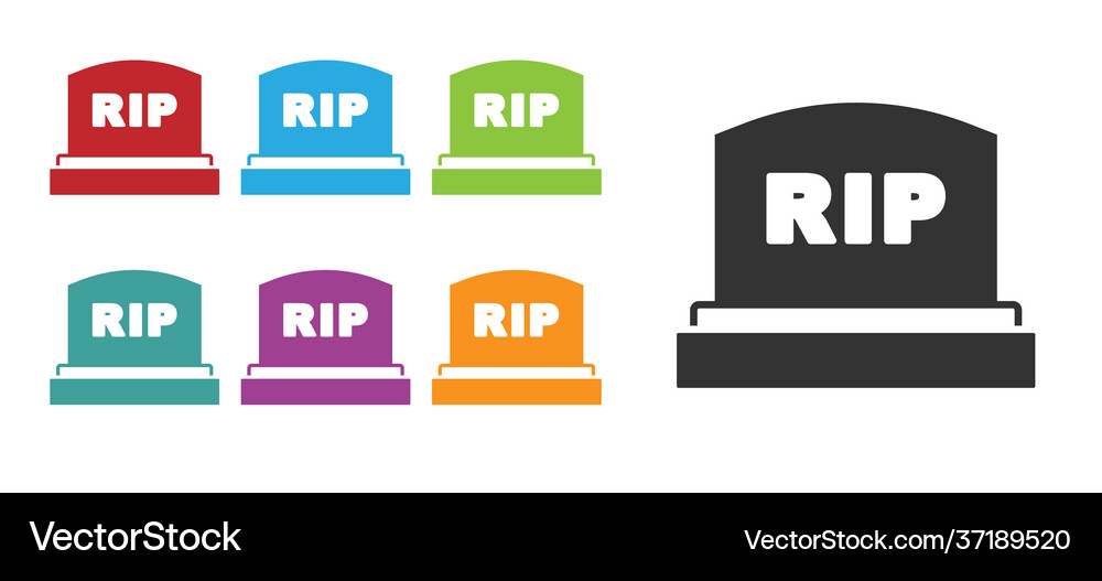 Black tombstone with rip written on it icon Vector Image
