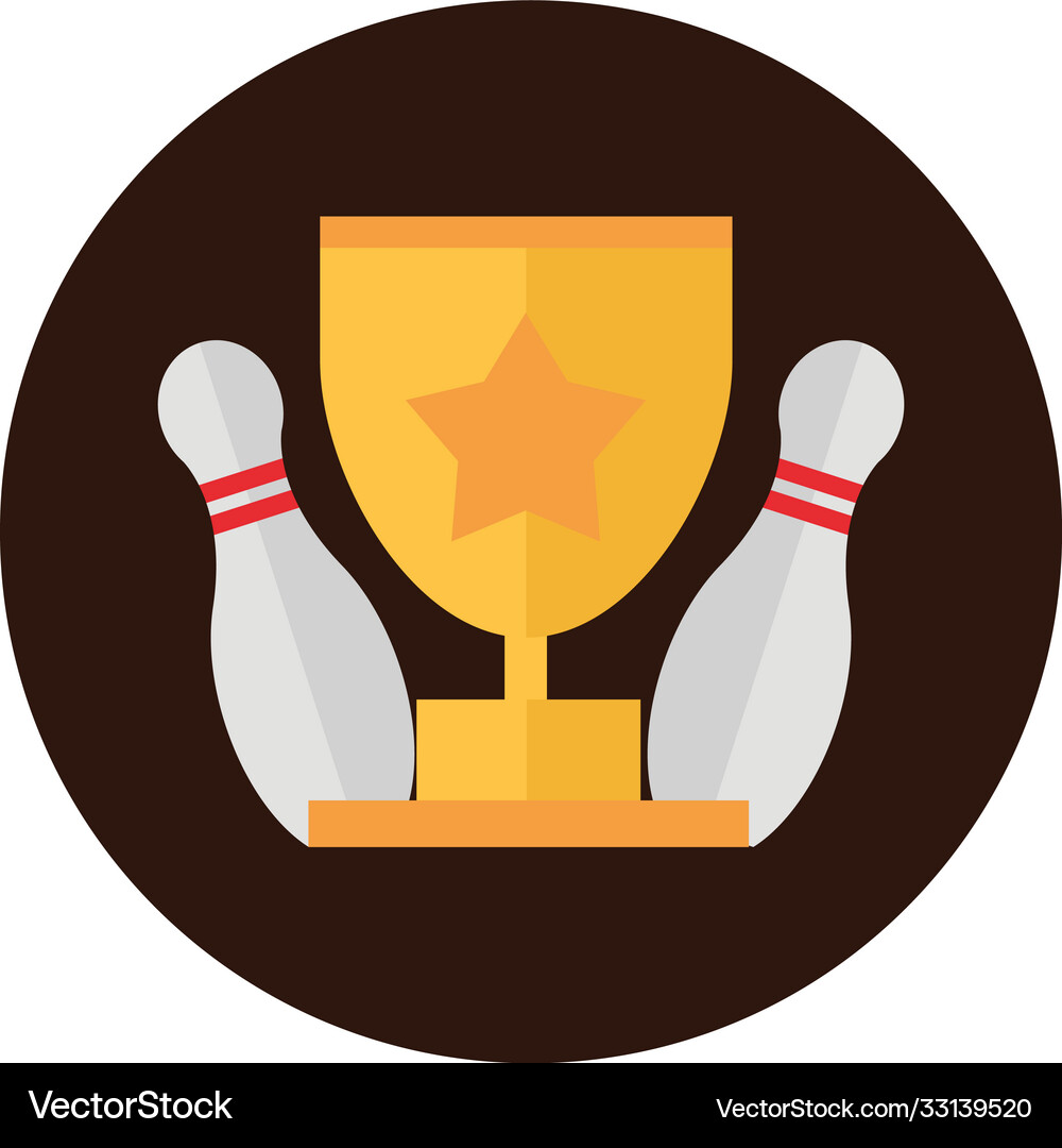Bowling pins and gold trophy game competition Vector Image