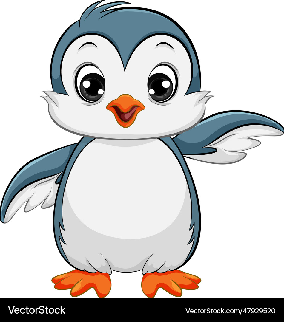 Cute baby penguin greeting Royalty Free Vector Image