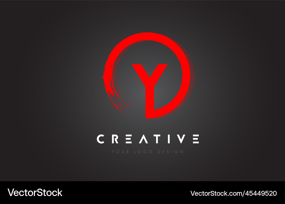 Red y circular letter logo with circle brush Vector Image