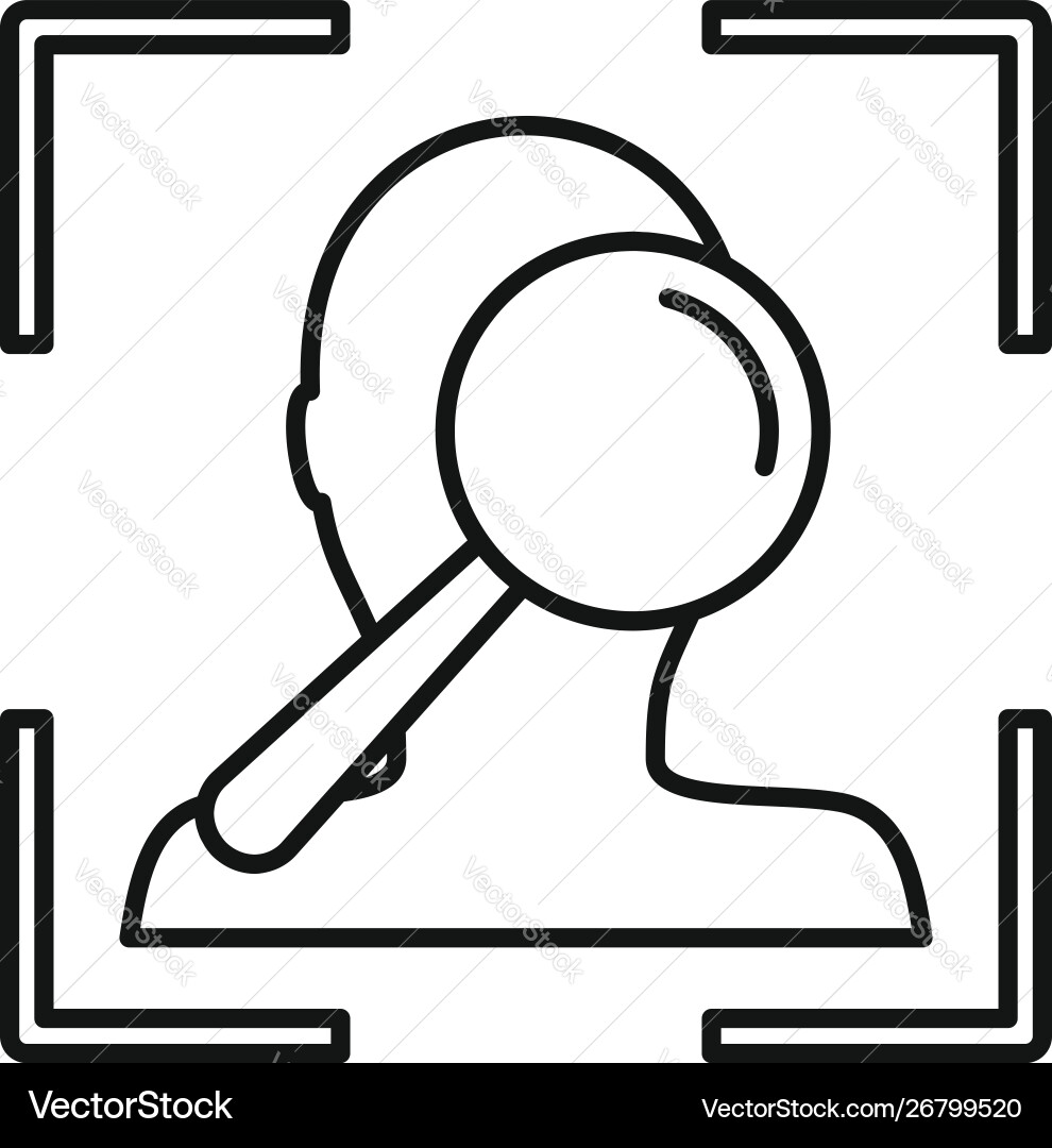 Search face scan icon outline style Royalty Free Vector