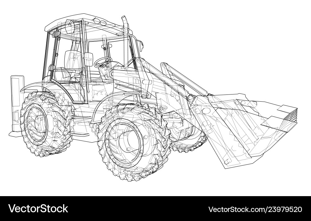 Sketch of loading shovel with back actor Vector Image