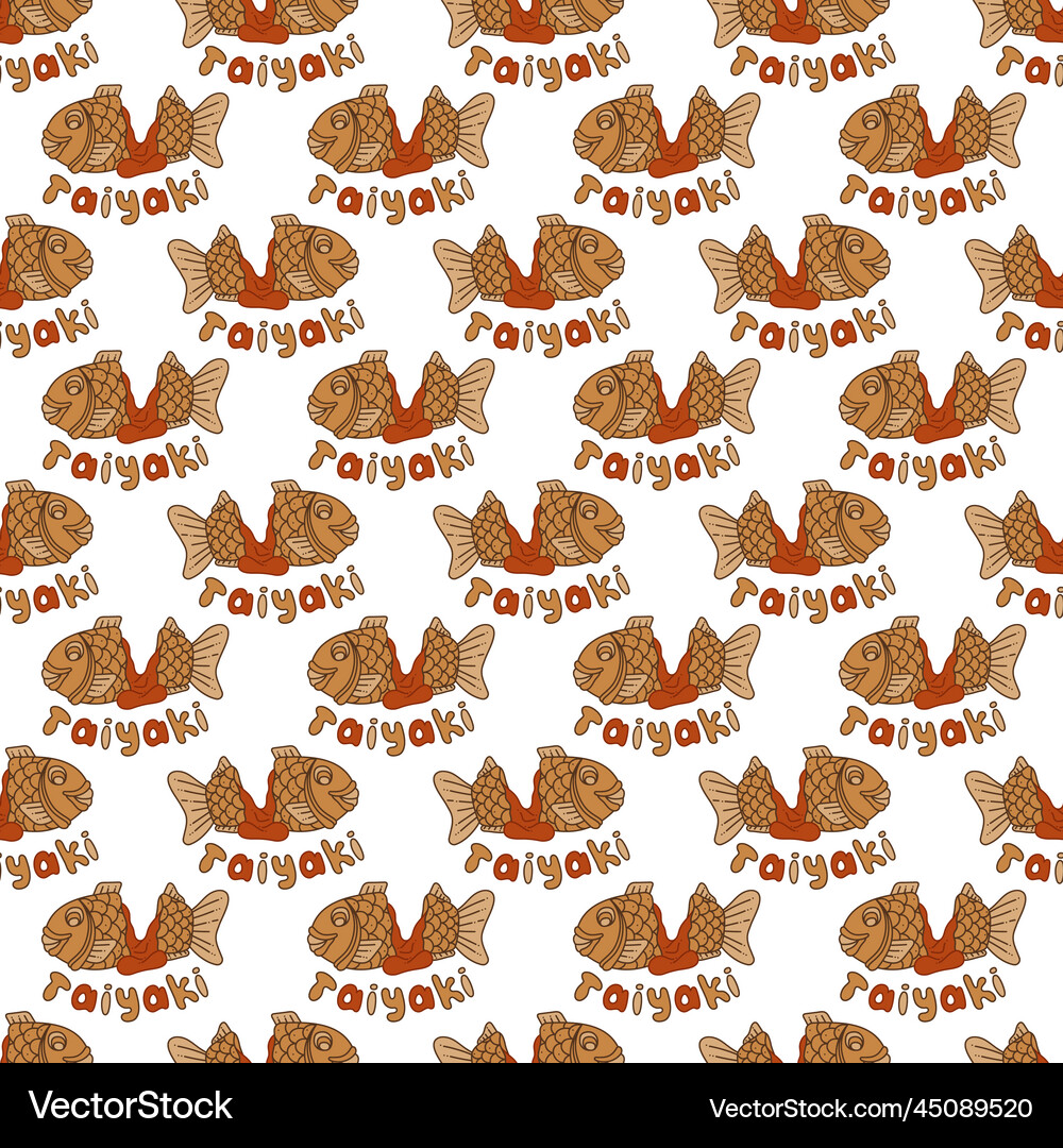 Taiyaki single pattern cute asian sweet stuffed Vector Image