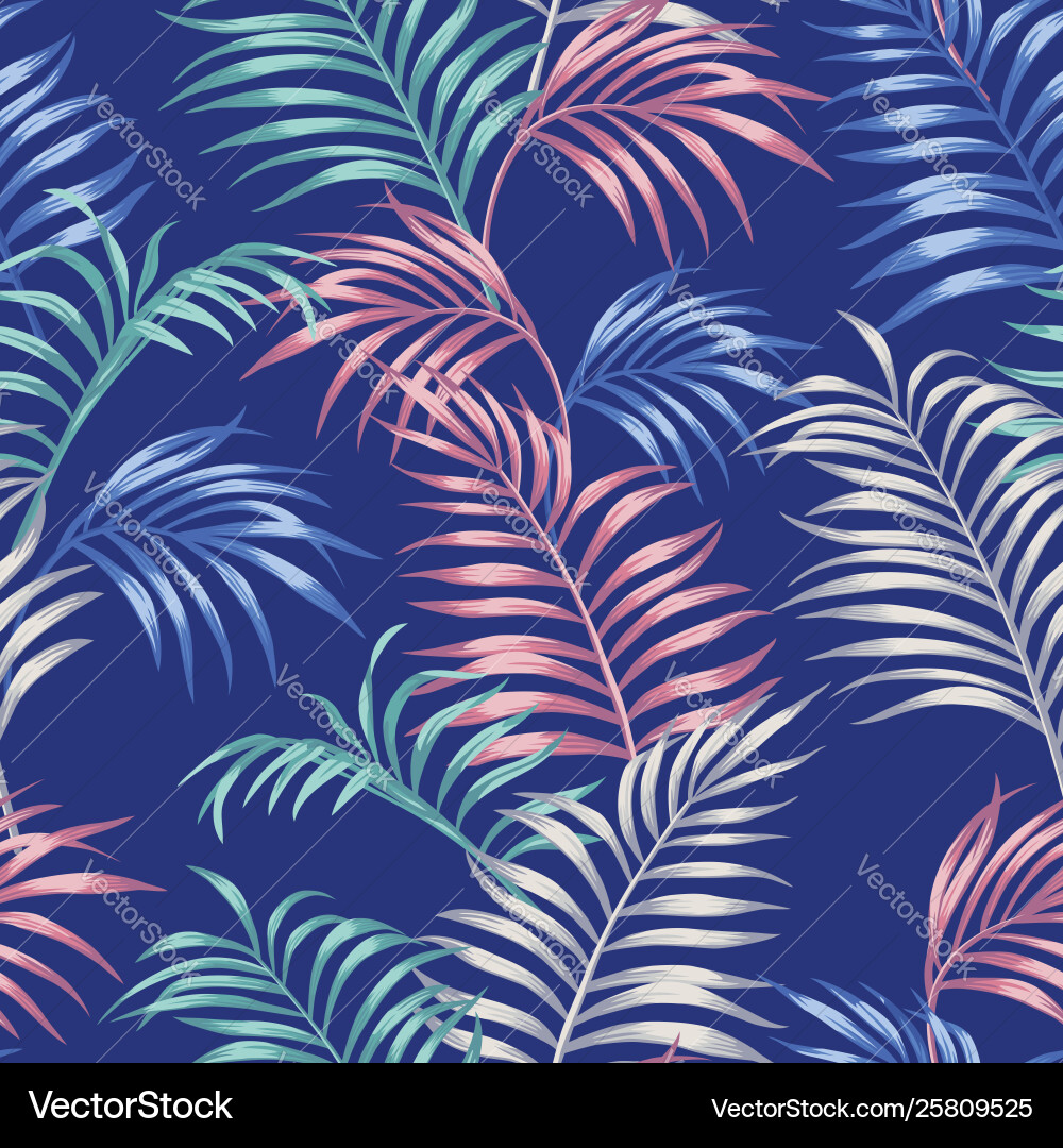 Abstract color palm leaves seamless Royalty Free Vector