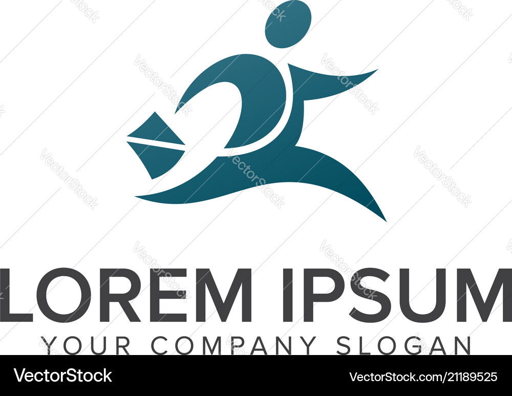 Businessman running logo design concept template Vector Image