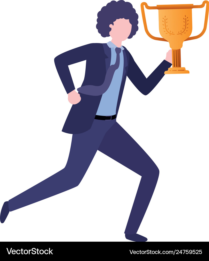 Businessman with trophy avatar character Vector Image