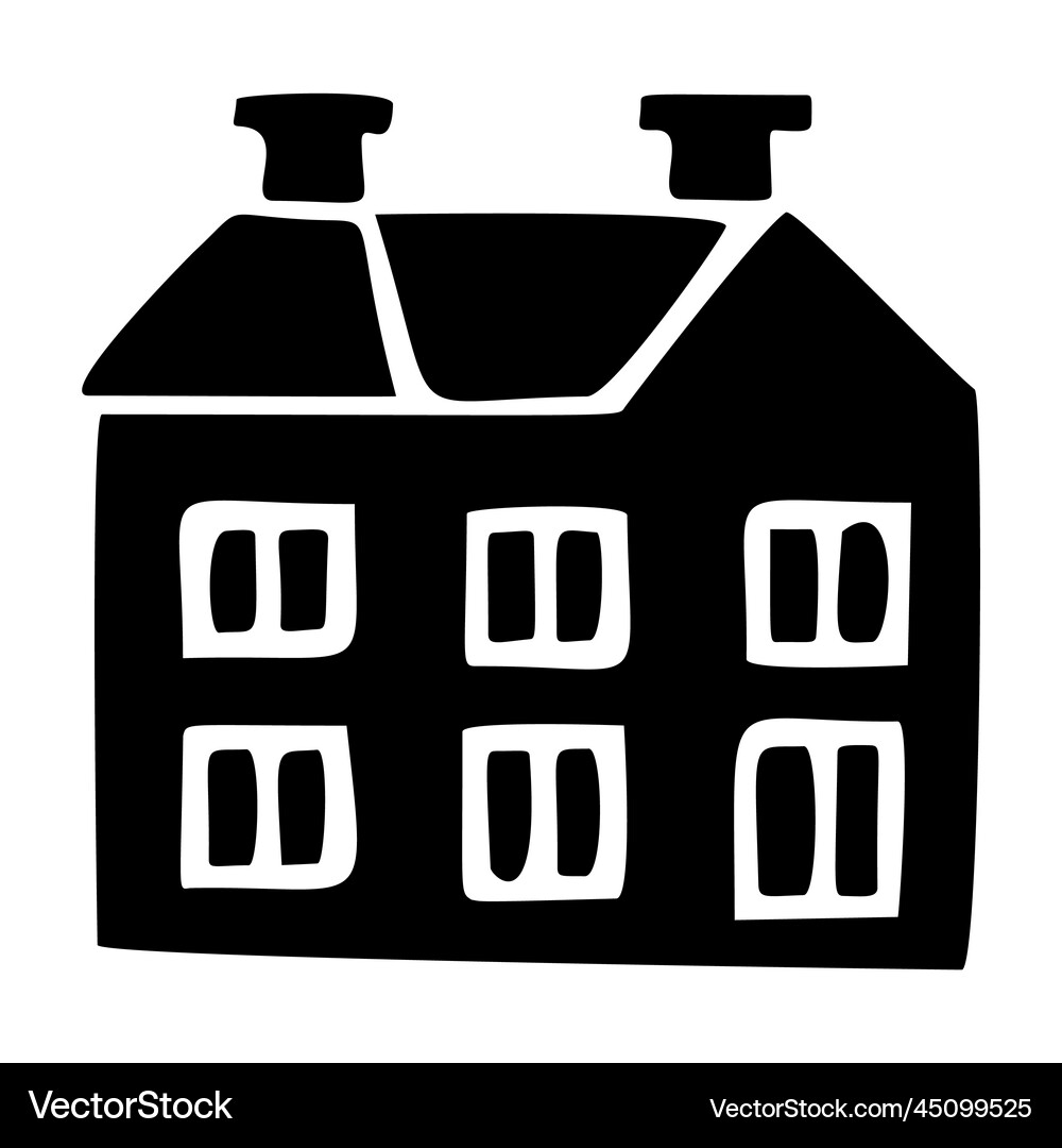 Cute house blockprint cottage Royalty Free Vector Image