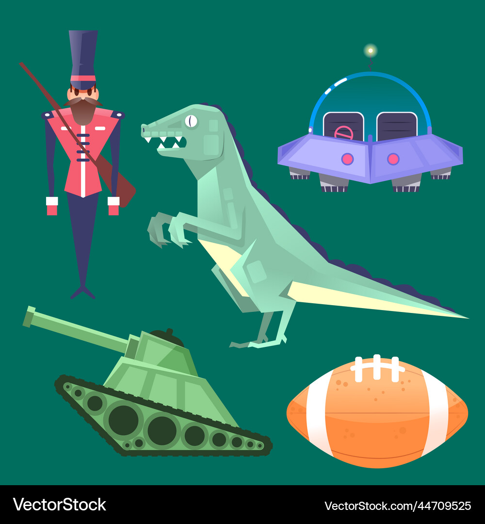 Flat christmas toy collection design Royalty Free Vector