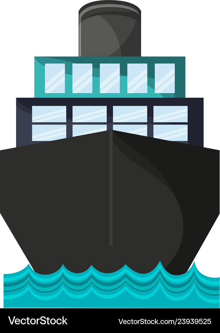 Freighter ship with container in the sea Vector Image