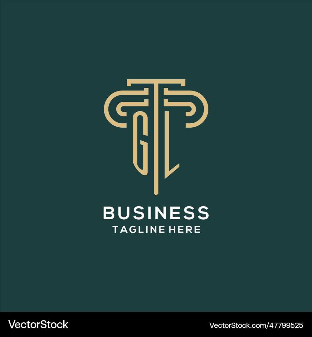 Initial gl pillar logo elegant and luxury law Vector Image