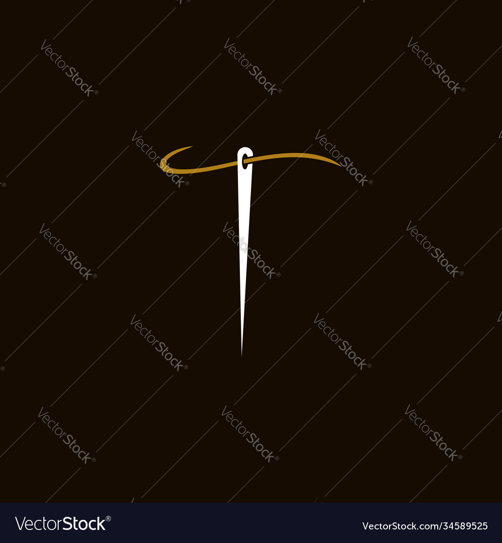 Initial needle t Royalty Free Vector Image - VectorStock