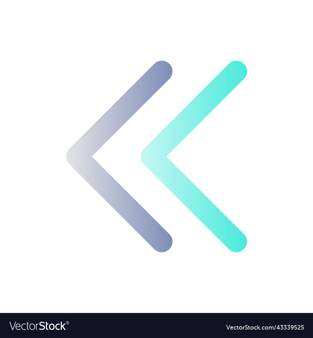 Left double arrow flat gradient color ui icon Vector Image
