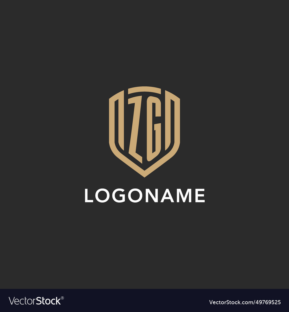Luxury zg logo monogram shield shape monoline Vector Image