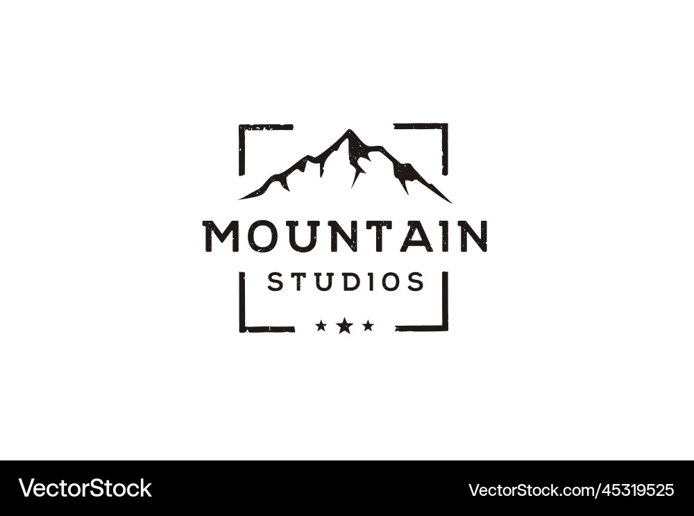 Mountain landscape focus square lens frame logo Vector Image