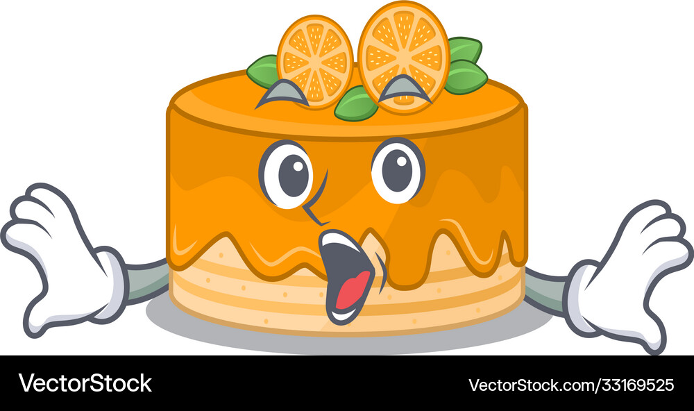 Orange cake mascot design concept with a Vector Image