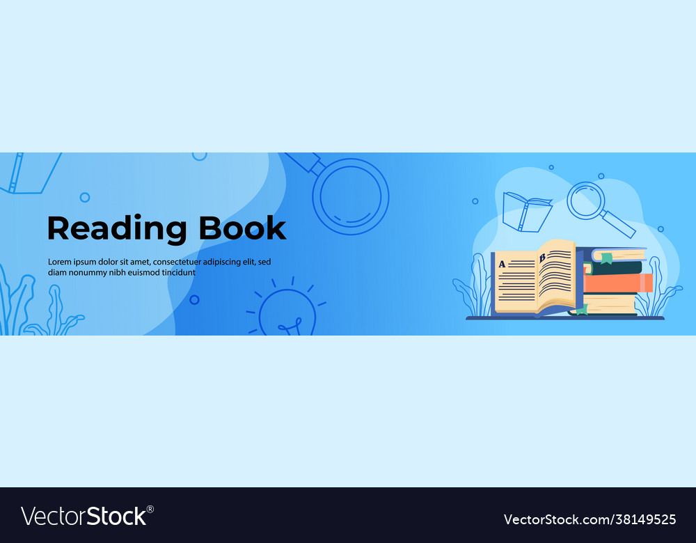 Reading book web banner design open Royalty Free Vector