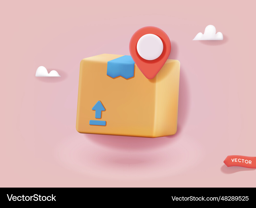 Render delivery cargo box with fragile care sign Vector Image