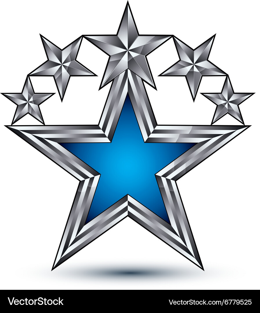 Royal blue star with silver outline geometric five