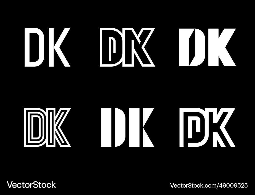 Set of letter dk logos Royalty Free Vector Image