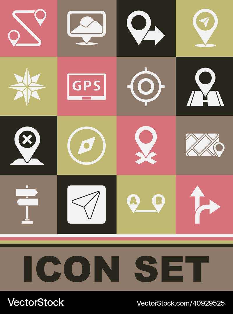 Set road traffic sign city map navigation Vector Image