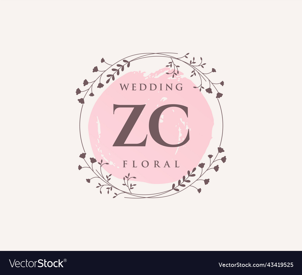 Zc initials letter wedding monogram logos Vector Image