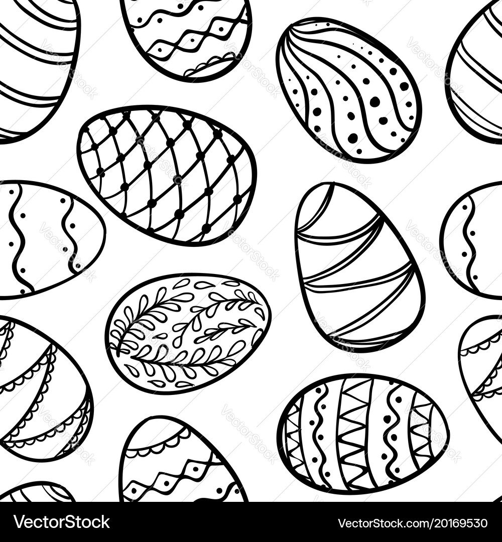 Beautiful seamless pattern of doodle easter eggs Vector Image