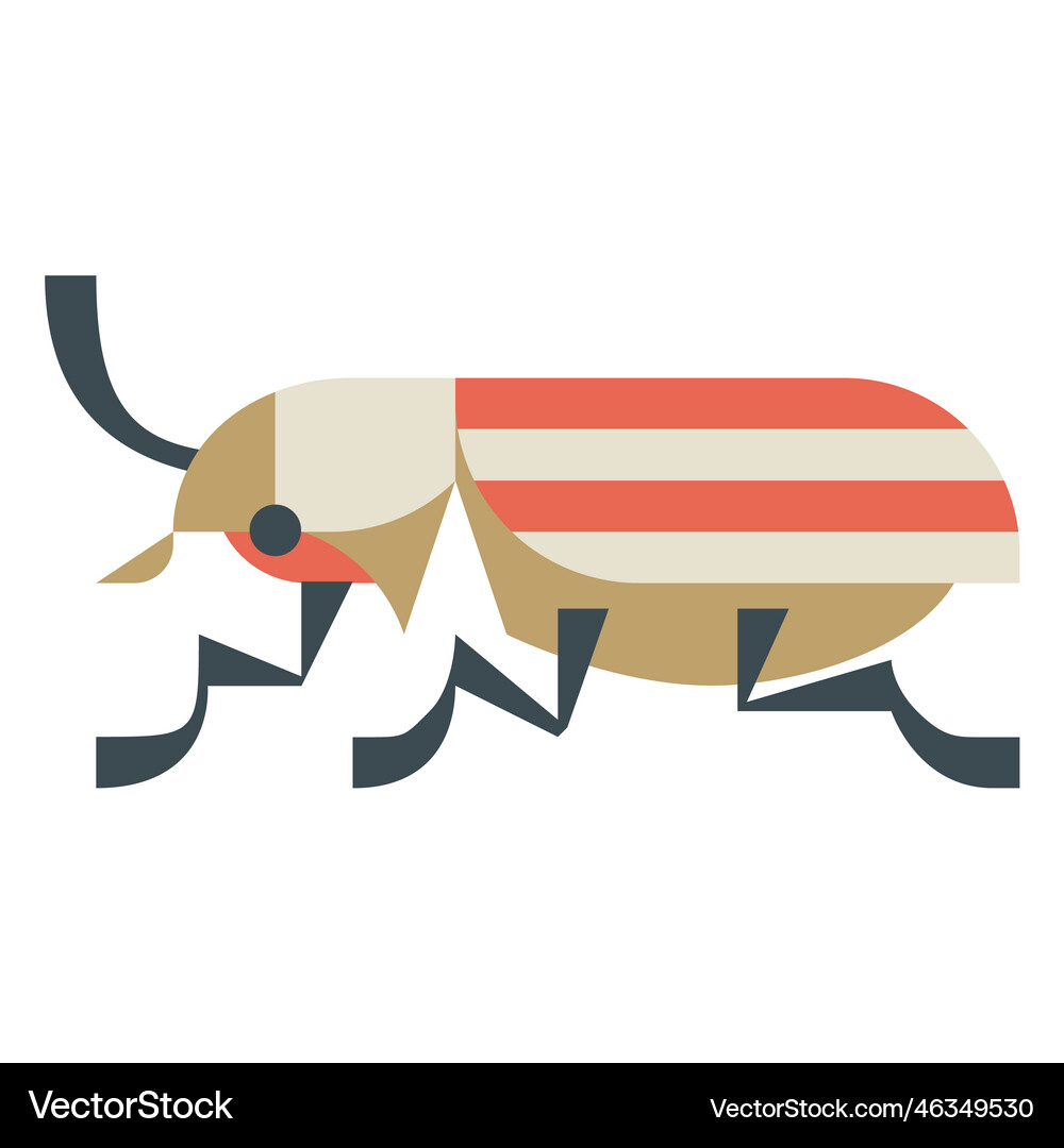 Beetle colorful geometric flat Royalty Free Vector Image