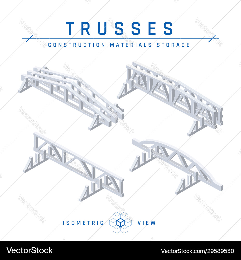 Concrete trusses in isometric view icon Royalty Free Vector