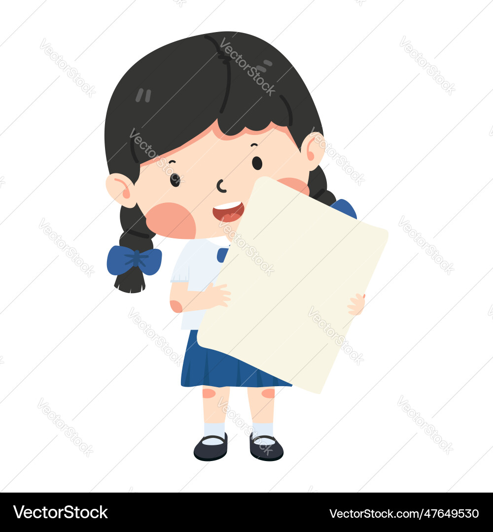 Cute girl student with banner text Royalty Free Vector Image