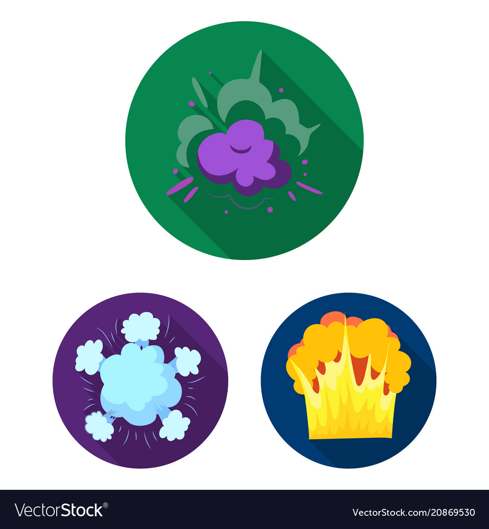 Different explosions flat icons in set collection Vector Image