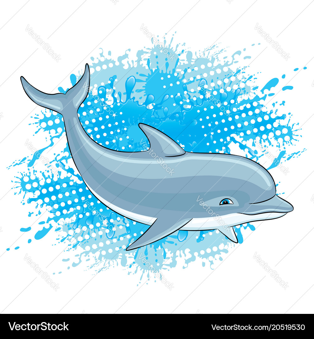 Dolphin and water splash Royalty Free Vector Image