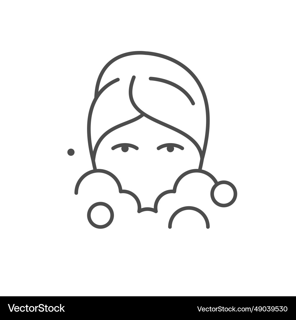 Face washing line outline icon Royalty Free Vector Image