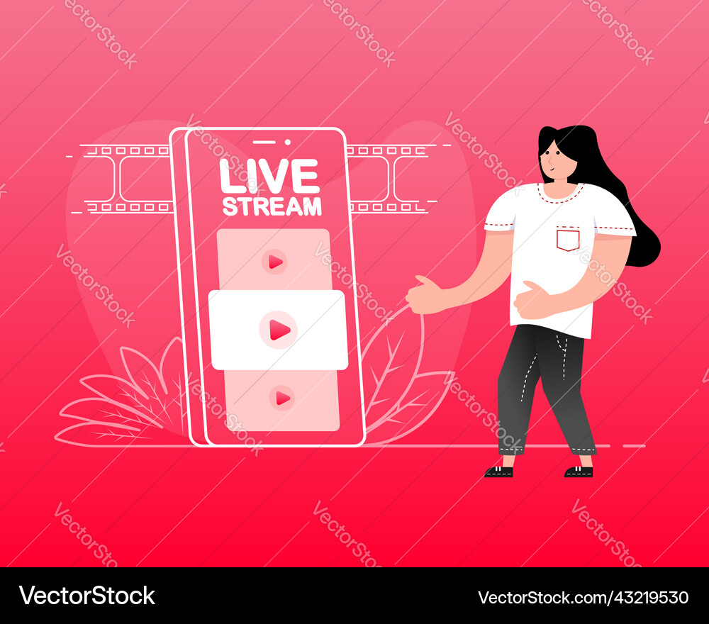Flat icon with live stream people for banner Vector Image