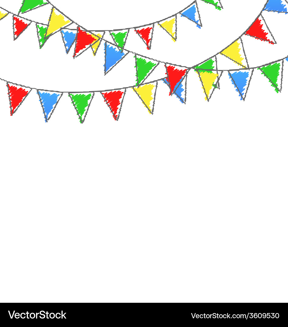 Multicolored bright hand-drawn buntings garlands Vector Image