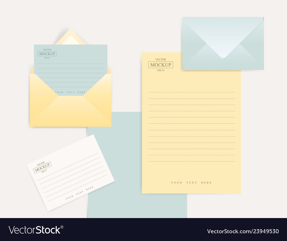 Set of realistic envelopes with a sheet paper Vector Image