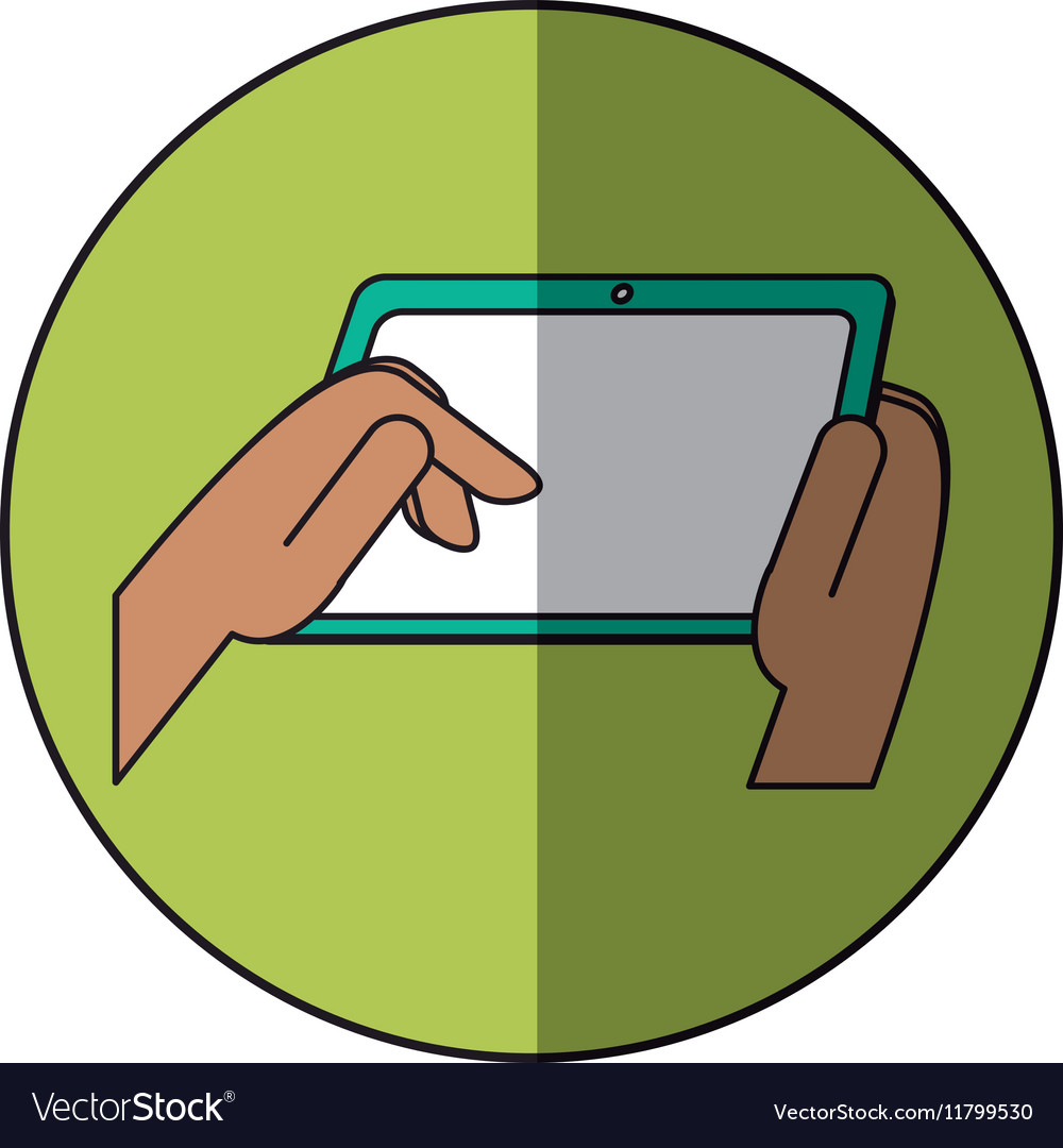 Tablet device inside circle design Royalty Free Vector Image