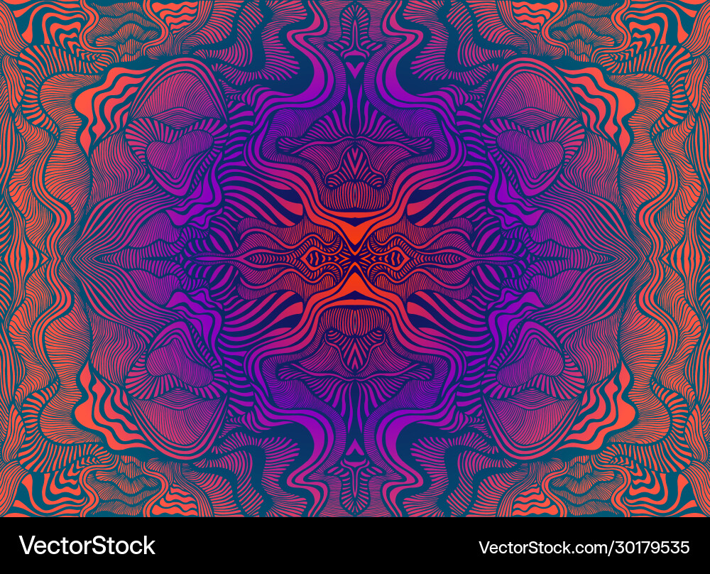 Bright psychedelic trippy fractal mandala Vector Image