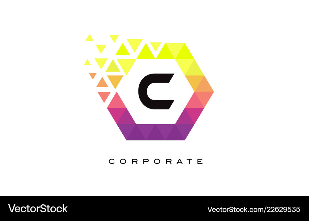 C colorful hexagon shaped letter logo design Vector Image