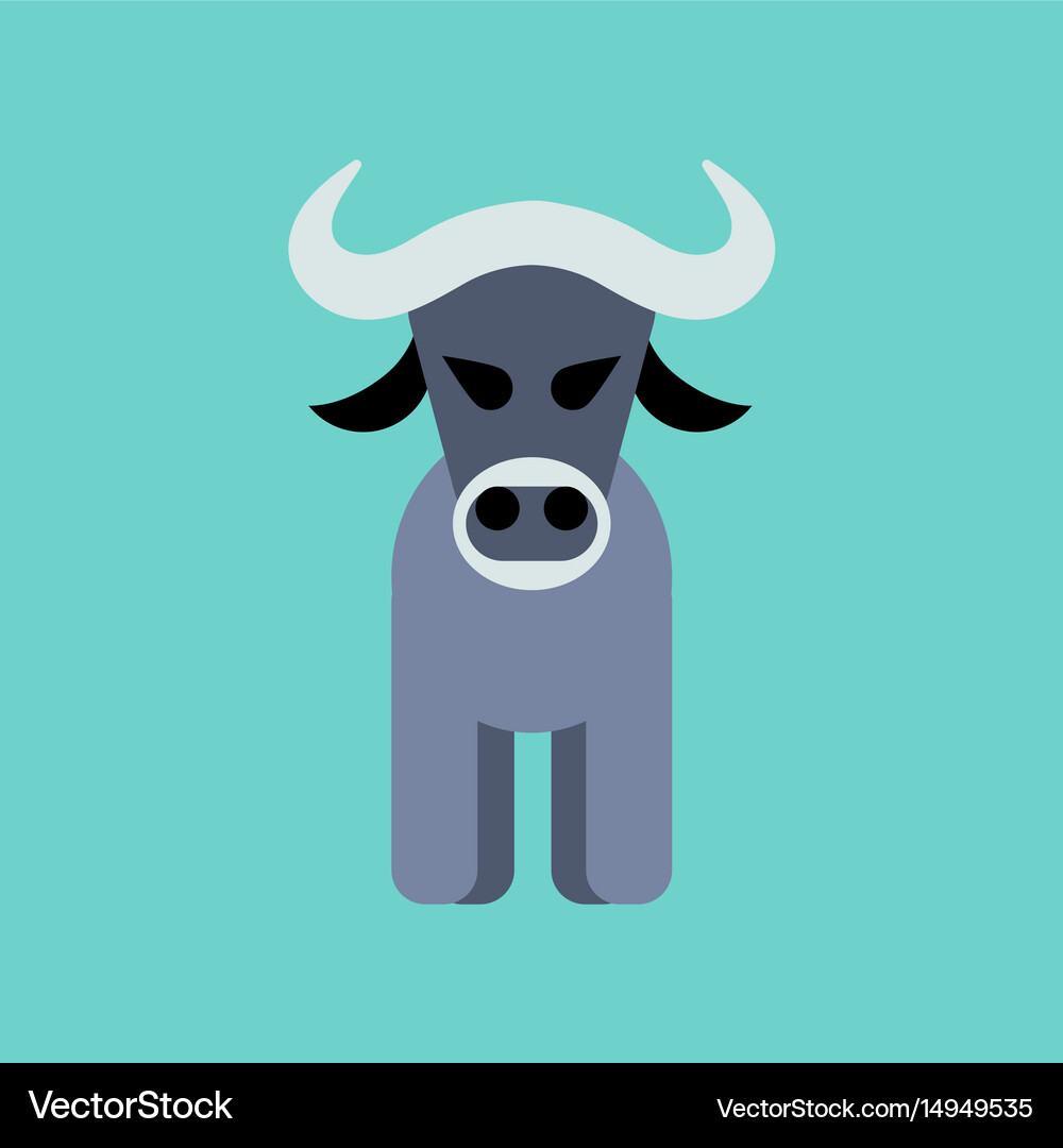 Flat icon stylish background cartoon bull Vector Image